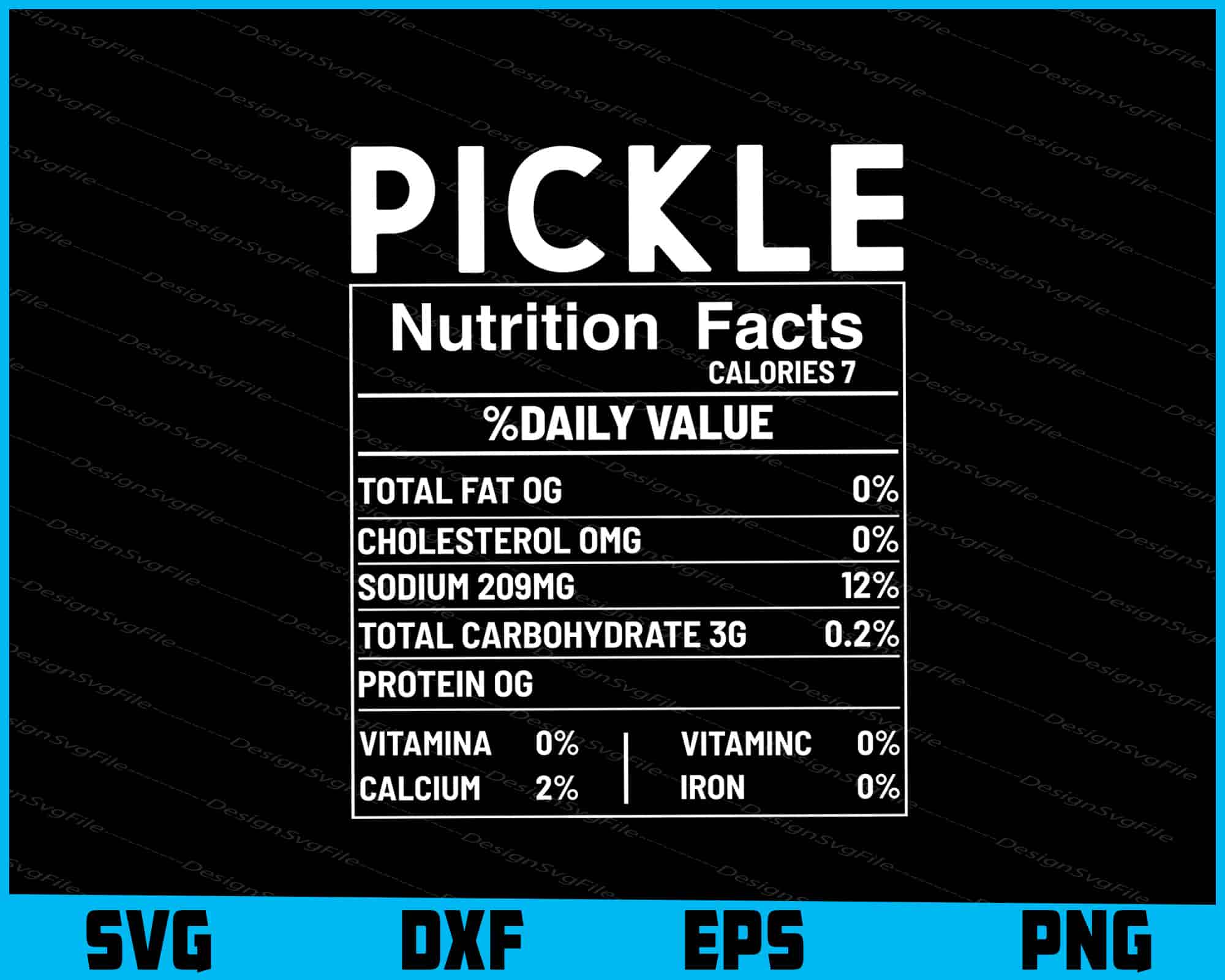 Pickle Calories Nutrition Facts SVG PNG Printable File | SVG Files for ...